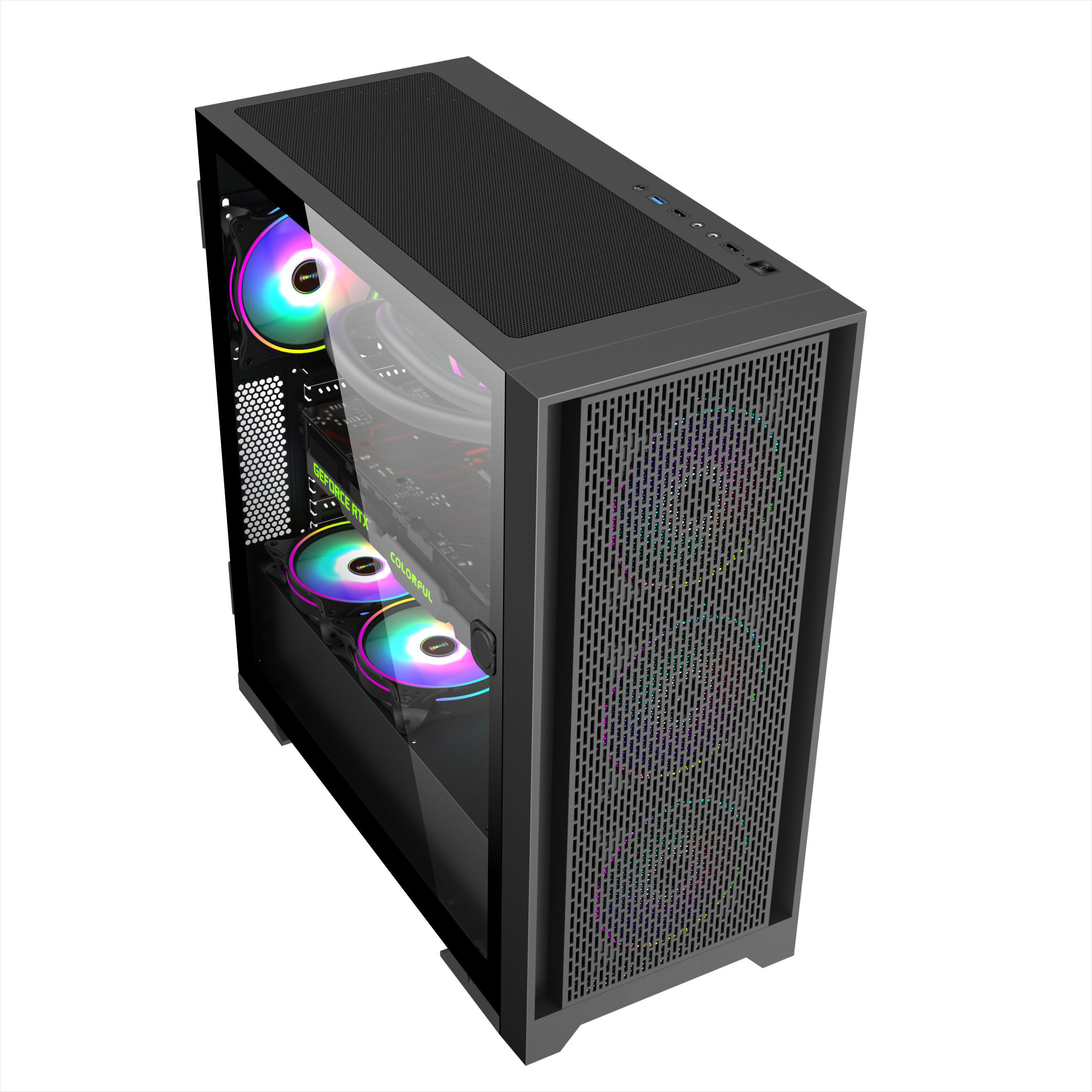 New Model E16c Black Metal Computer Pc Cases Towers Left Sides Glass ...