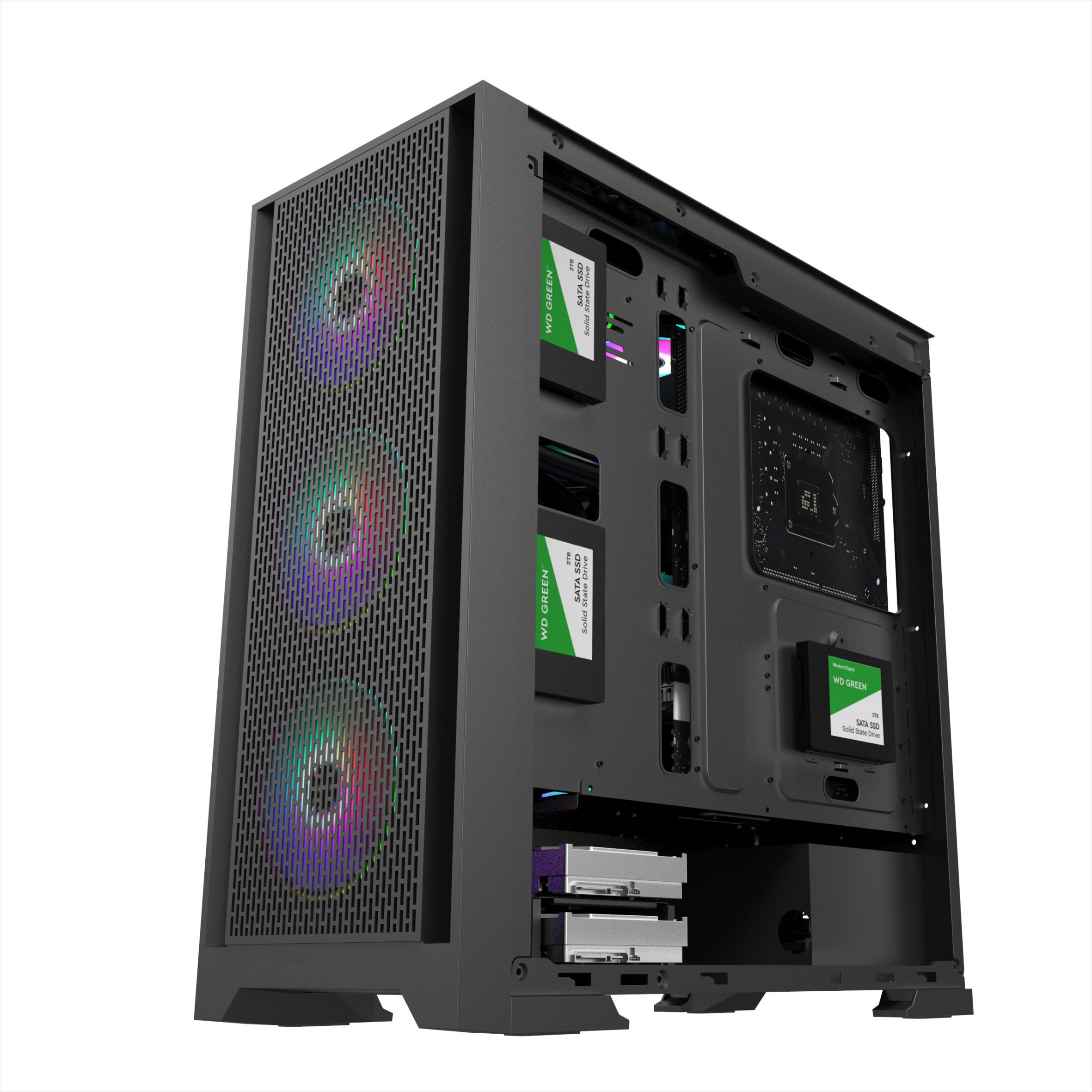 New Model E16d Black Metal Computer Pc Cases Towers Left Sides Glass ...