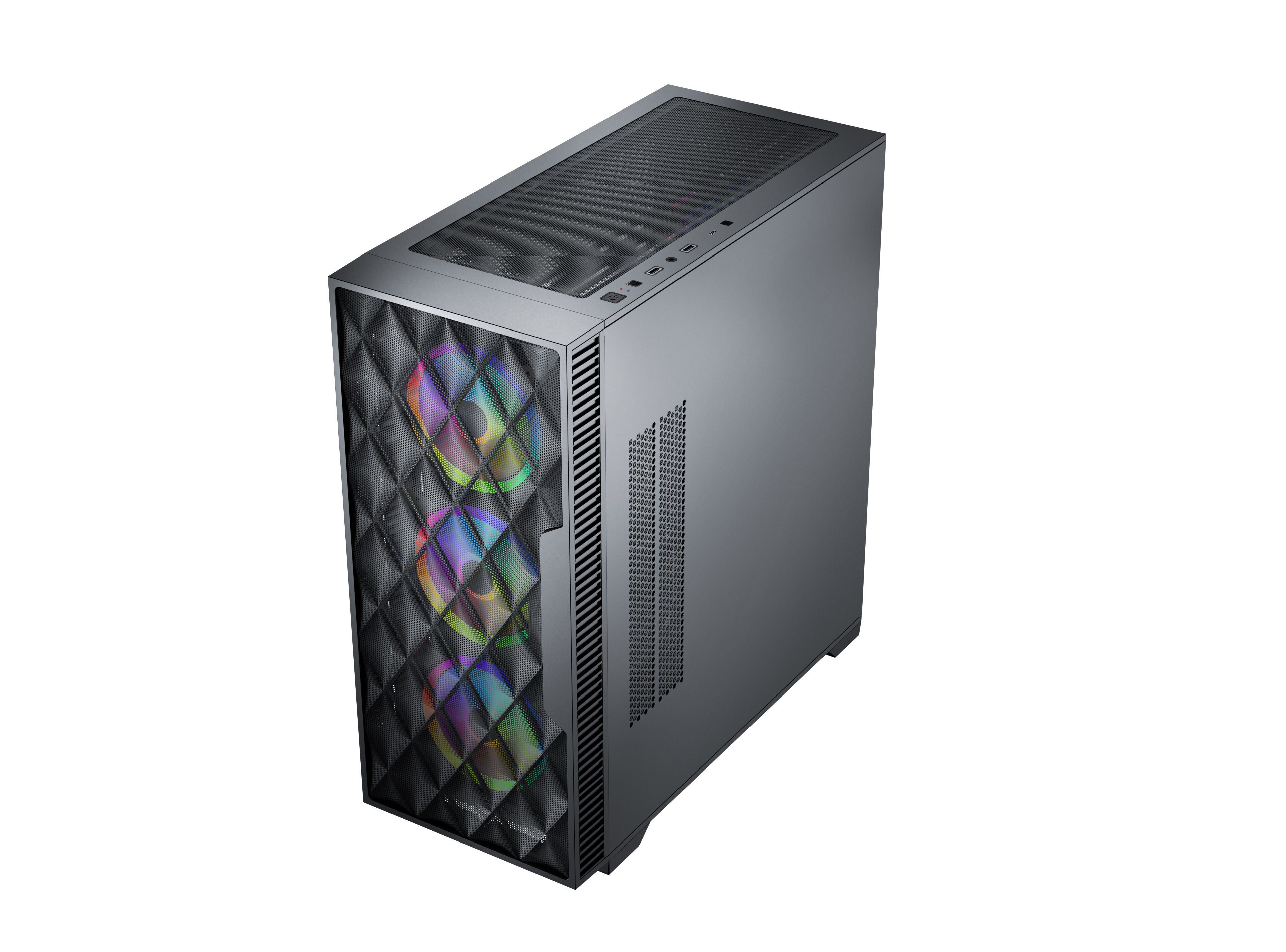 Full Tower Computer Case Atx Tempered Glass With Iron Mesh Cooling ...