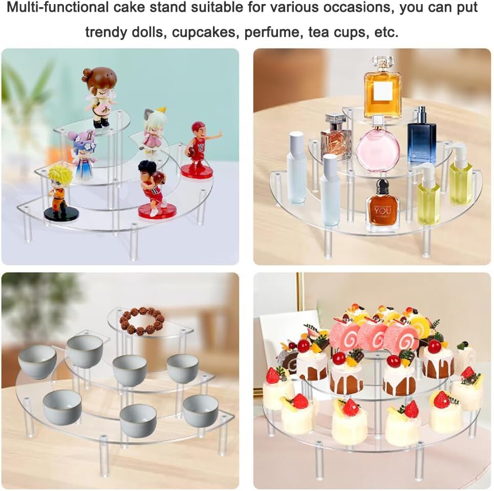 Clear Cupcake Stand Risers Perfume Stand Organizer Half Moon Dessert ...