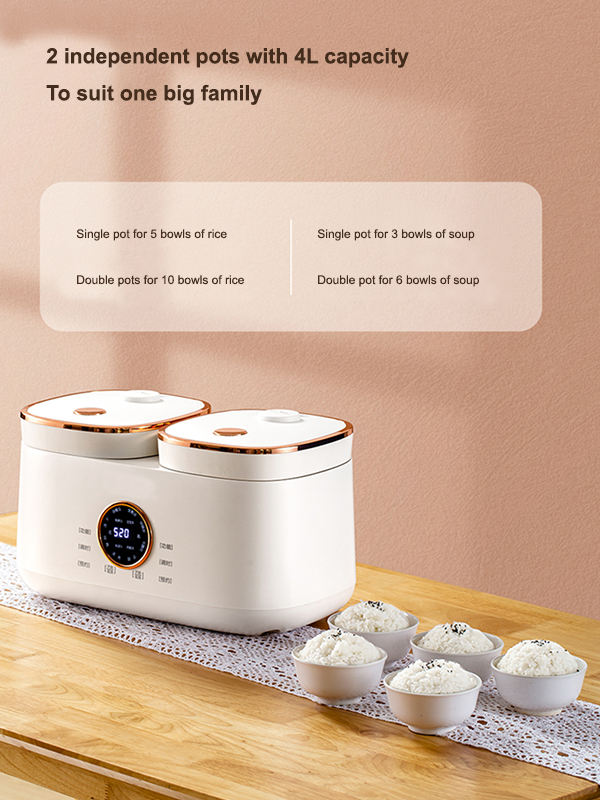 Eap 4l Electric Digital Pure White Rice Cooker With Non-stick 2l Double ...