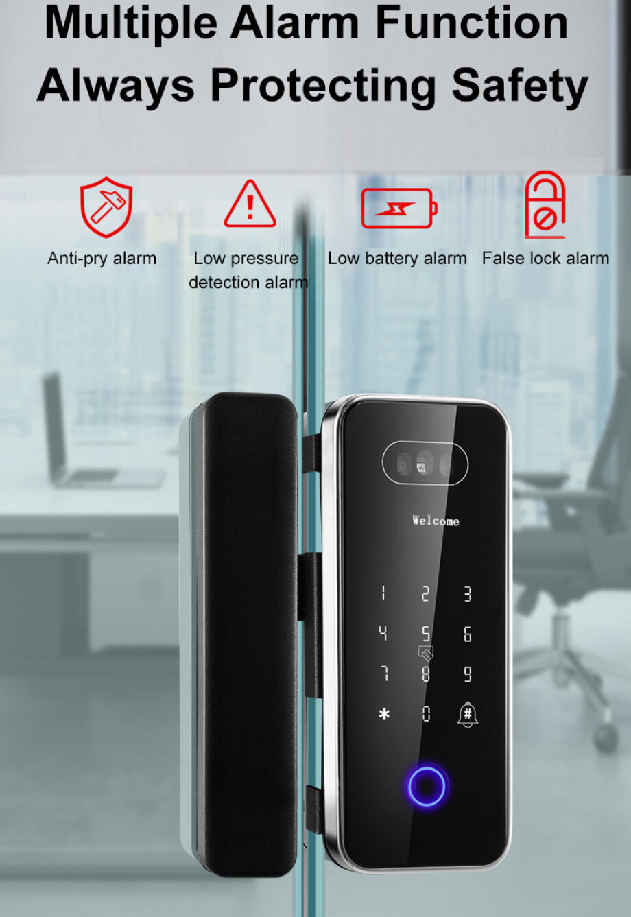 3d Face Recognition Stainless Steel Glass Door Fingerprint Tuya Smart