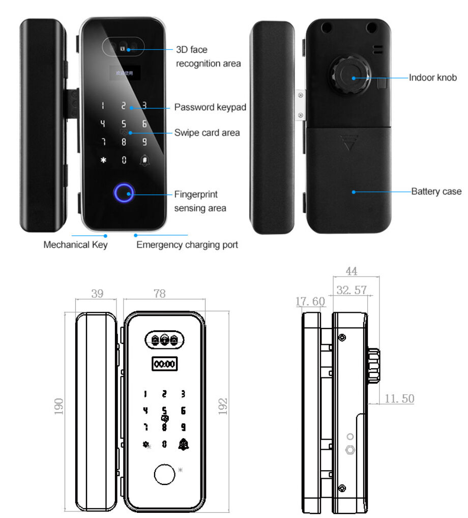 3d Face Recognition Stainless Steel Glass Door Fingerprint Tuya Smart ...