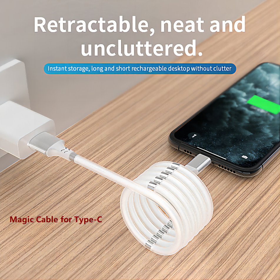 Super Calla Self Winding Magic Rope Fast Charging Magnetic Usb 3.1 Type ...