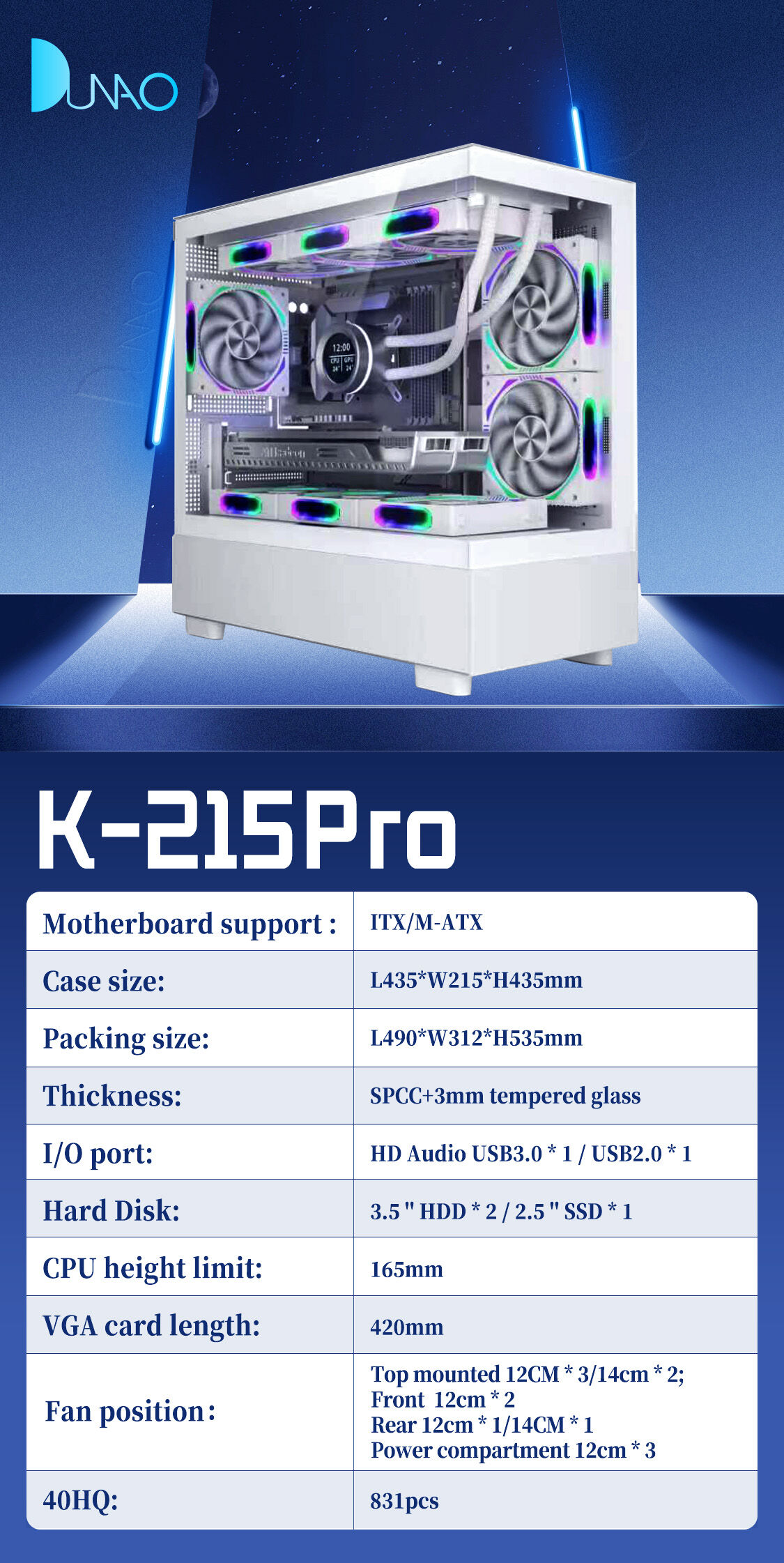 Panoramic Side See-through Panel Gaming Pc Case M-atx Gaming Computer ...