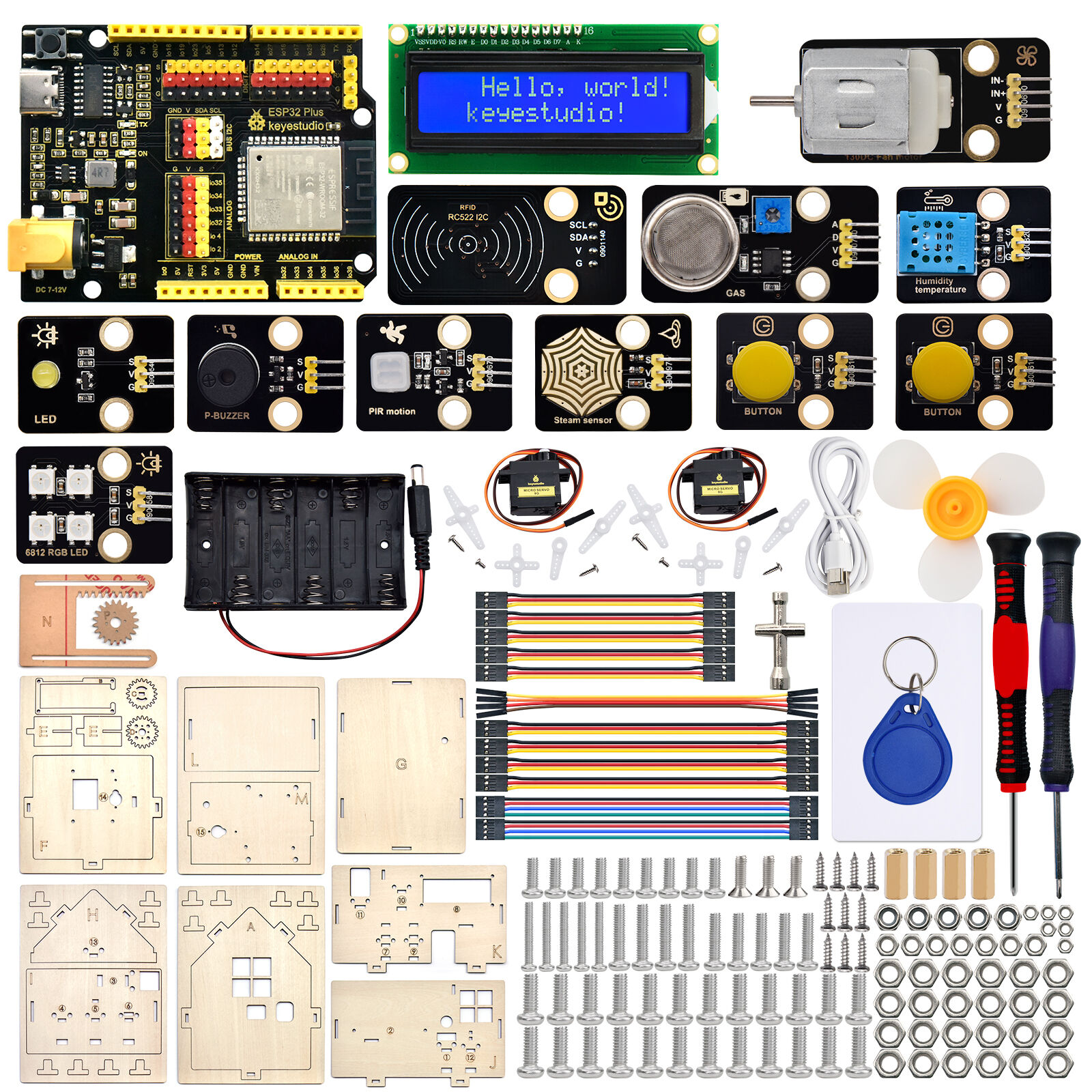Keyestudio Diy Smart Home Kit Esp32 Starter Automation Projects Wooden ...