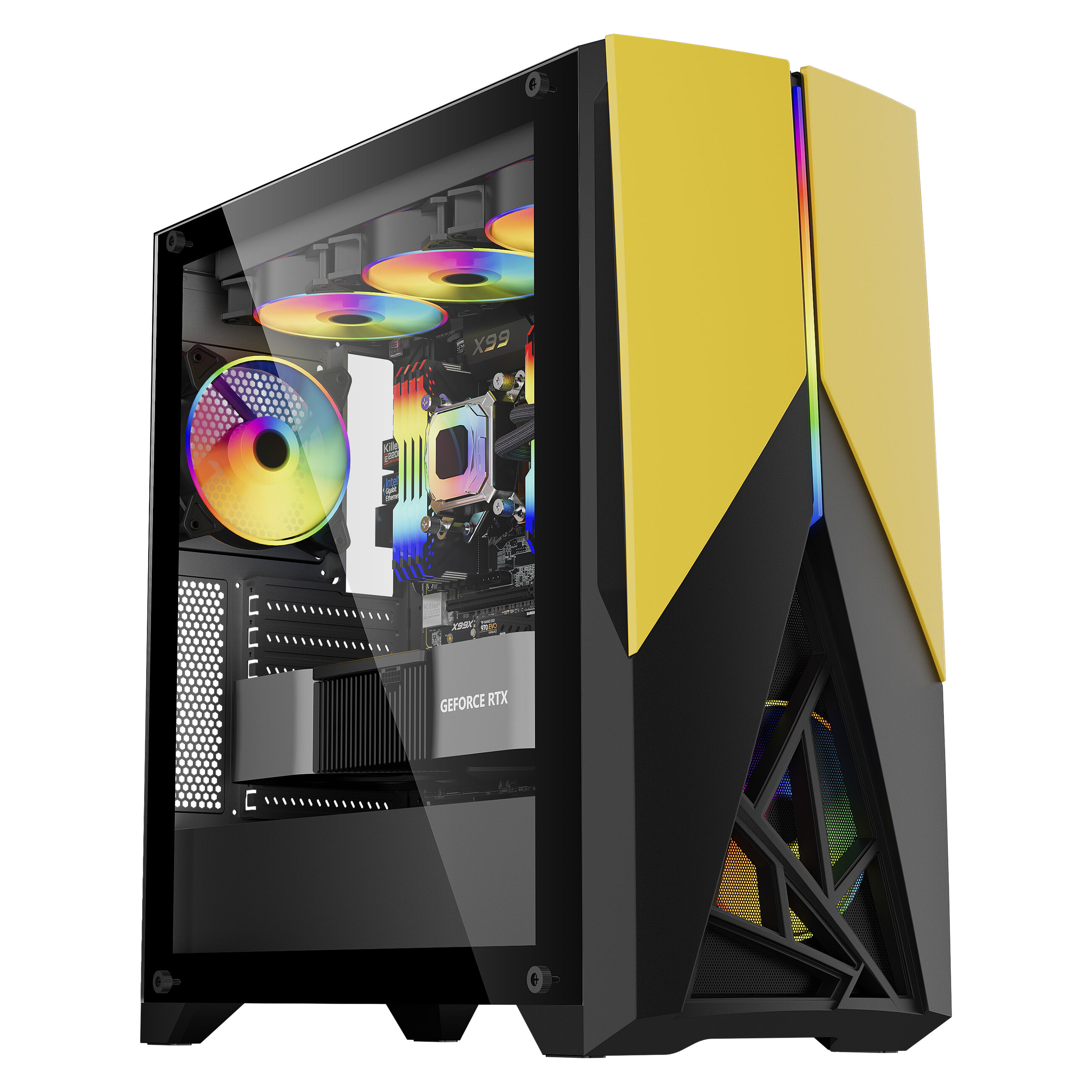 Hot Sales Gaming Eatx Pc Mid Tower Gaming Pc Cases With Rgb Fans& Glass ...