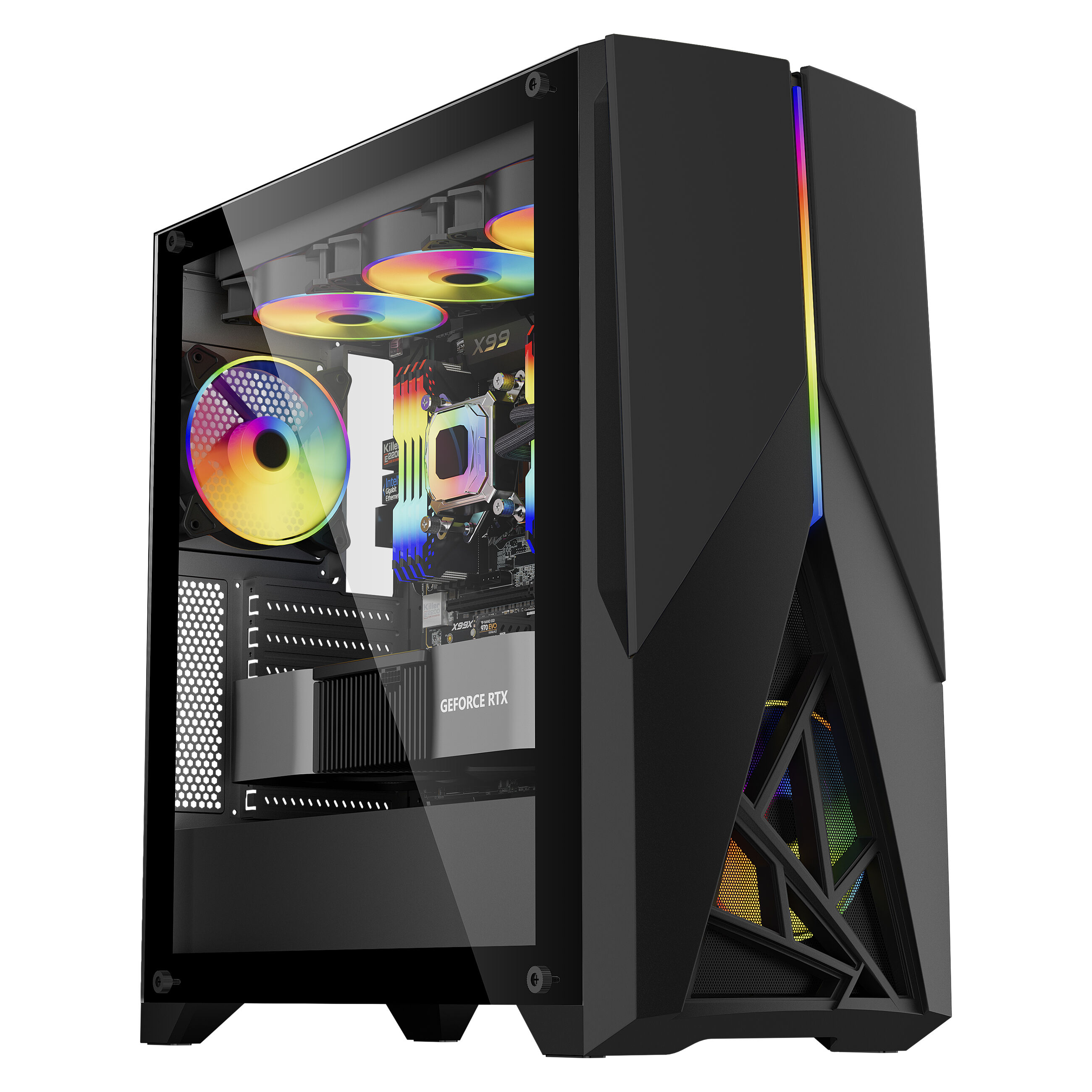 Hot Sales Gaming Eatx Pc Mid Tower Gaming Pc Cases With Rgb Fans& Glass ...