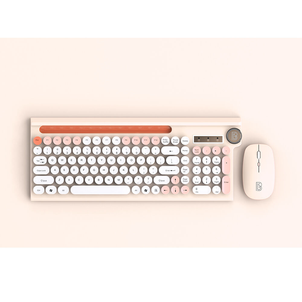 Wireless Keyboard And Mouse Combo, Typewriter Floating Round Keycaps ...