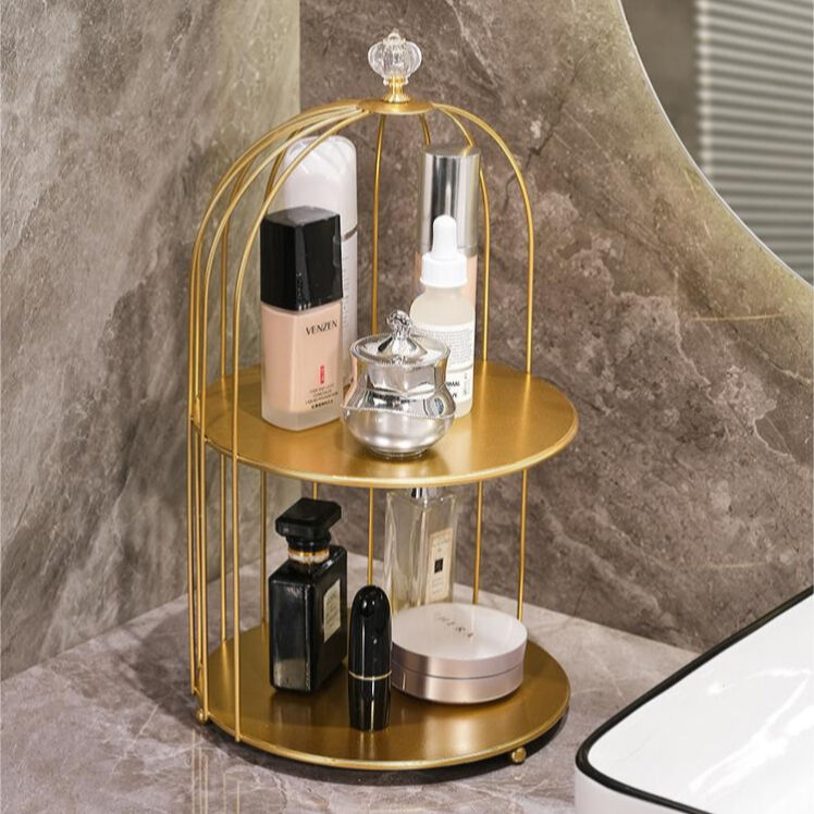 Wholesale Golden Bird Cage Iron Art Nordic Lipstick Perfume Skin Care ...