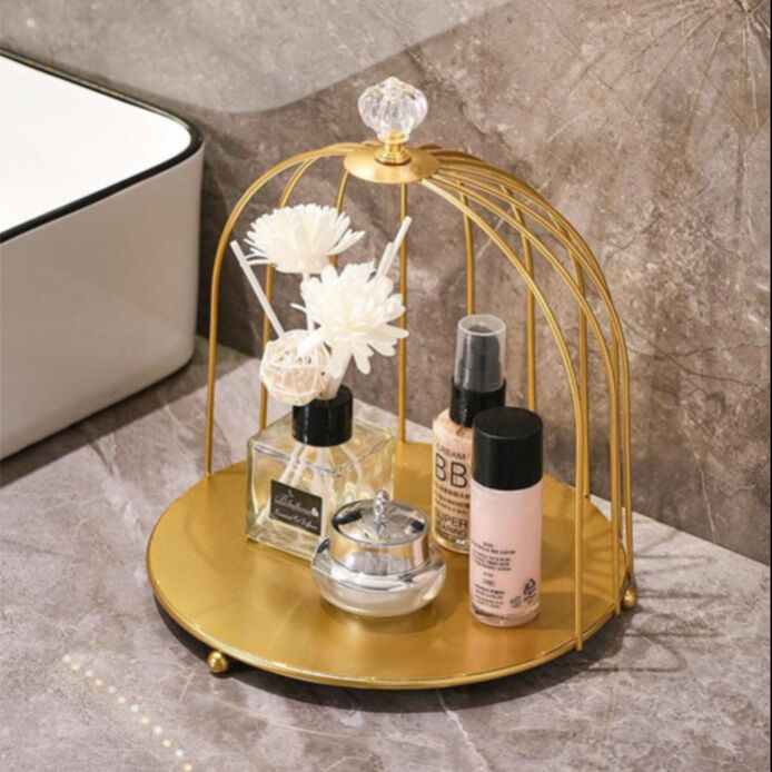 Wholesale Golden Bird Cage Iron Art Nordic Lipstick Perfume Skin Care ...