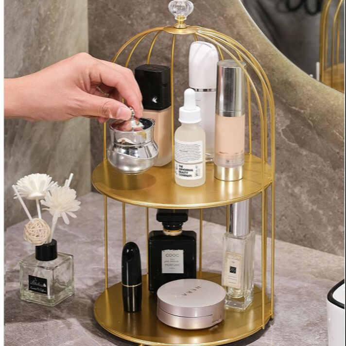 Wholesale Golden Bird Cage Iron Art Nordic Lipstick Perfume Skin Care ...