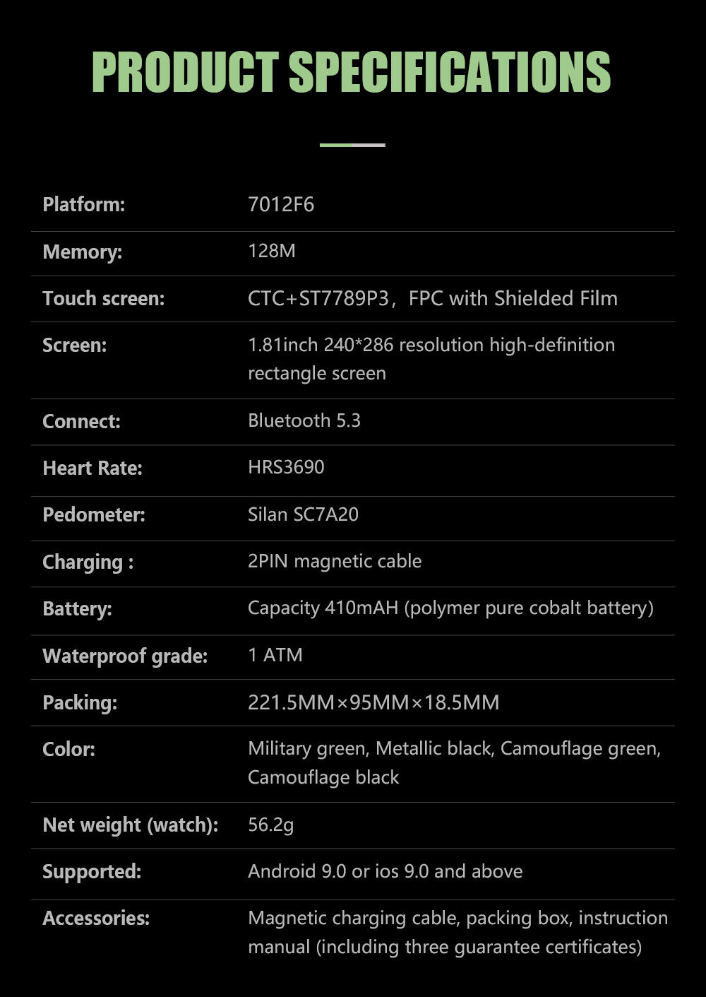 C20plus Outdoor Watch 1 Atm Waterproof 1.81inch Square Smartwatch With ...