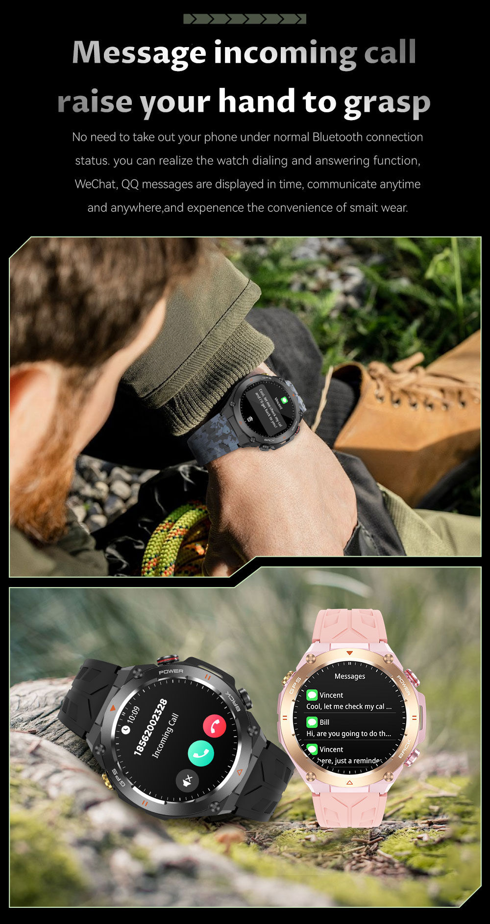 G18 Gps Bt Calling Built In Sport Tracking Watch, Heart Rate, Blood ...
