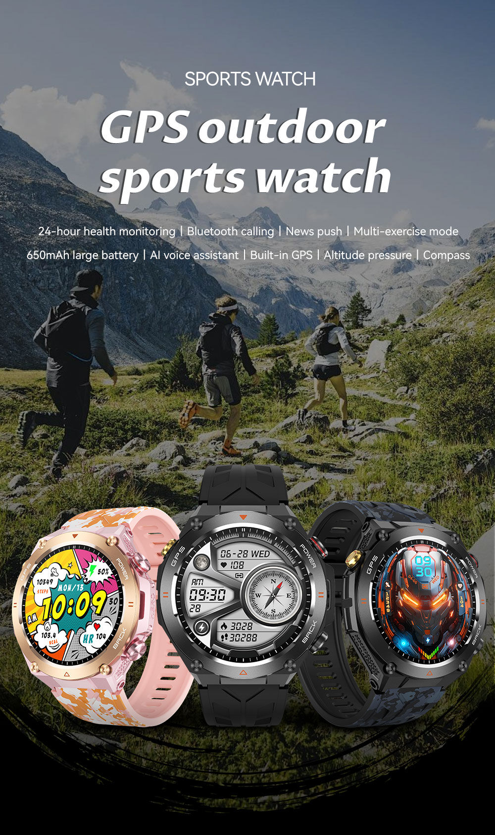 G18 Gps Bt Calling Built In Sport Tracking Watch, Heart Rate, Blood ...