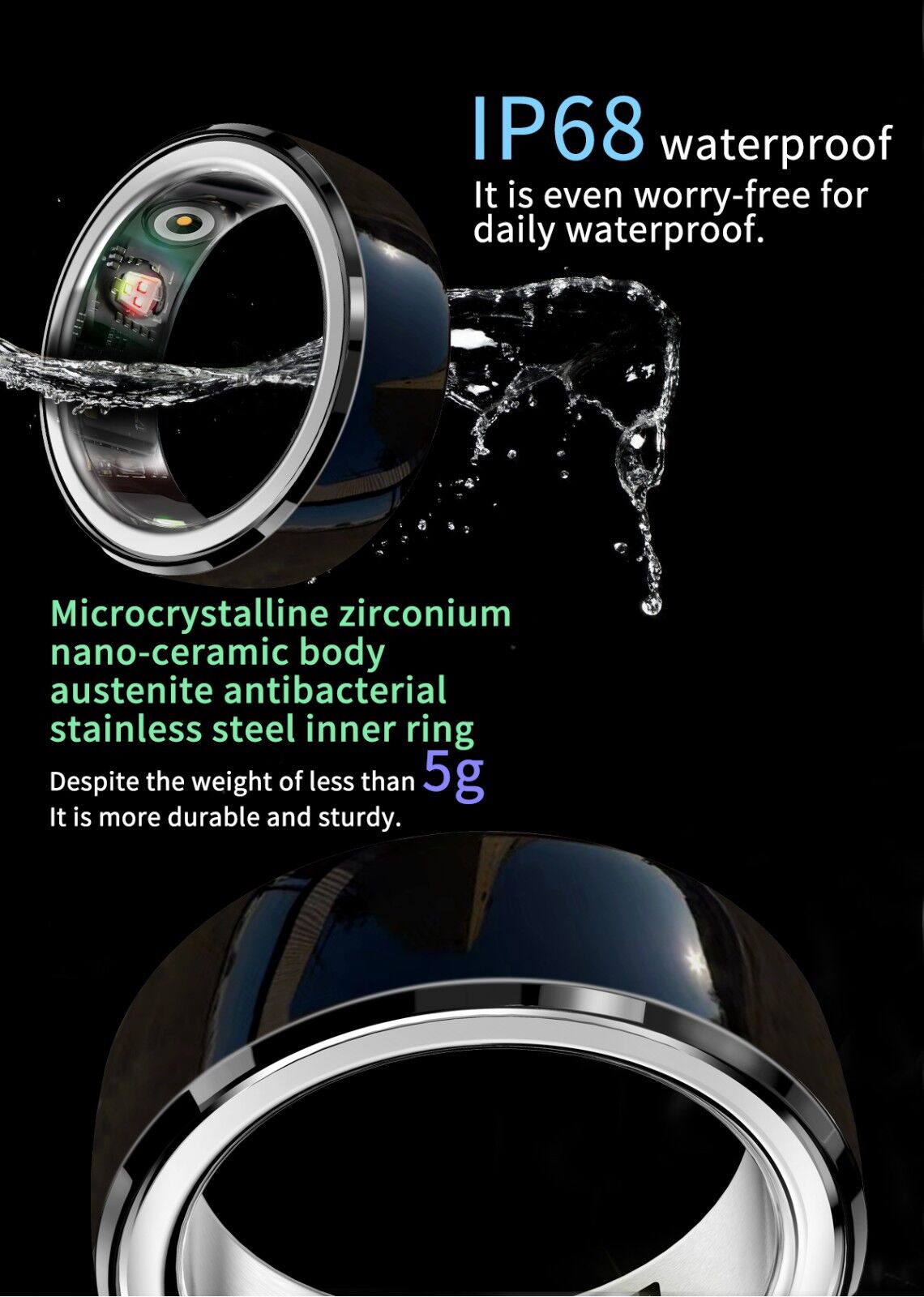 Smart Ring With Blood Pressure Heart Rate Fitness Sleep Tracker ...