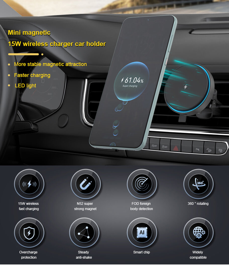 Qi2 15w Magnetic Wireless Car Charger Mount, Car Wireless Charger ...