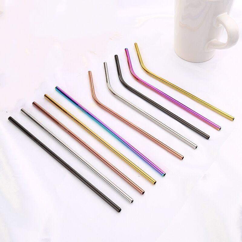 Stainless Steel Drinking Straw Sets In Different Colors Reusable Straws ...