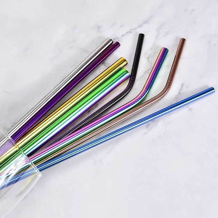 Stainless Steel Drinking Straw Sets In Different Colors Reusable Straws ...