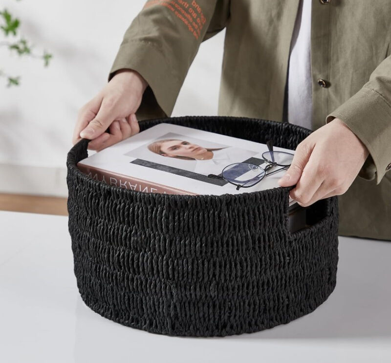 Buy Wholesale China Hand Woven Paper Rope Large Round Woven Basket With ...