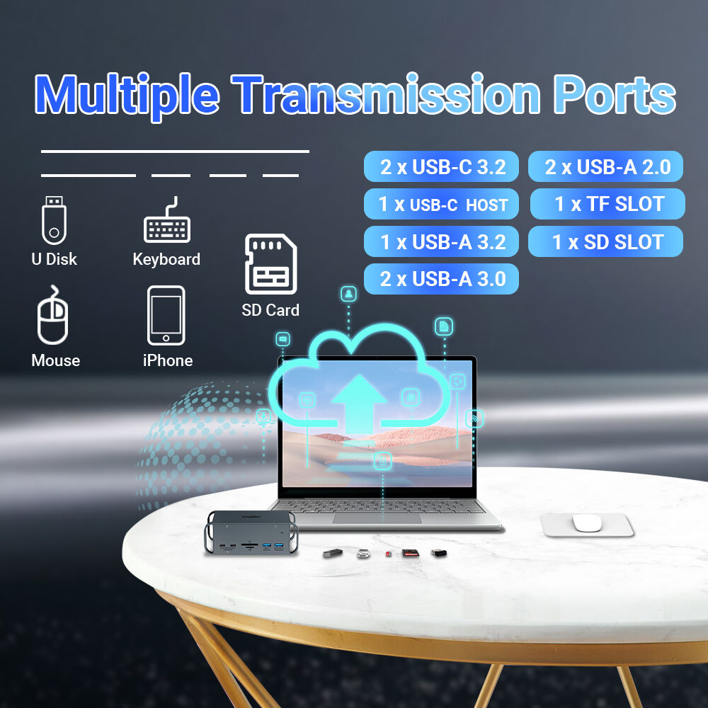 Usb C Docking Station 2xhdmi Displayport 4k 60hz 3 Monitors Usb3.2 Rj45 ...