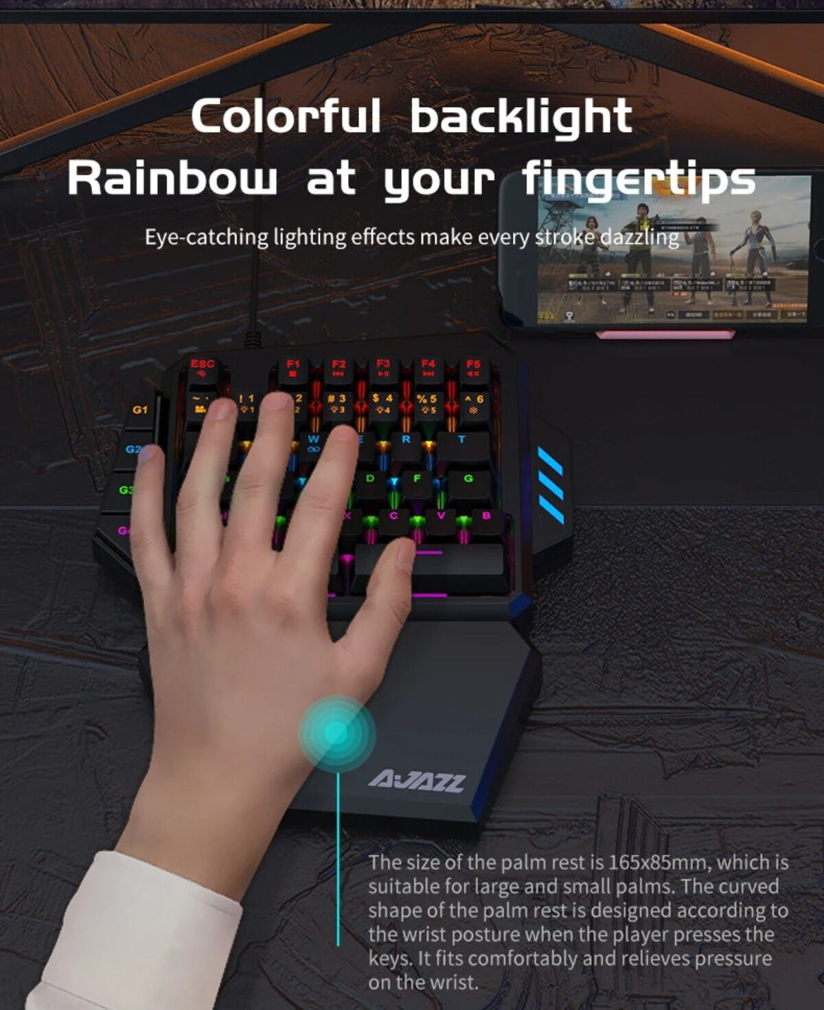 Buy Wholesale China Oem Ajazz Ak039h One-handed Rainbow Mechanical ...