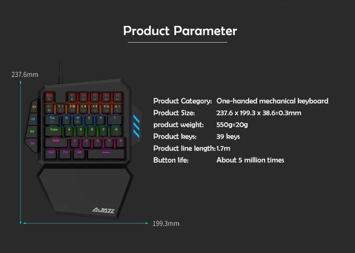Buy Wholesale China Oem Ajazz Ak039h One-handed Rainbow Mechanical ...