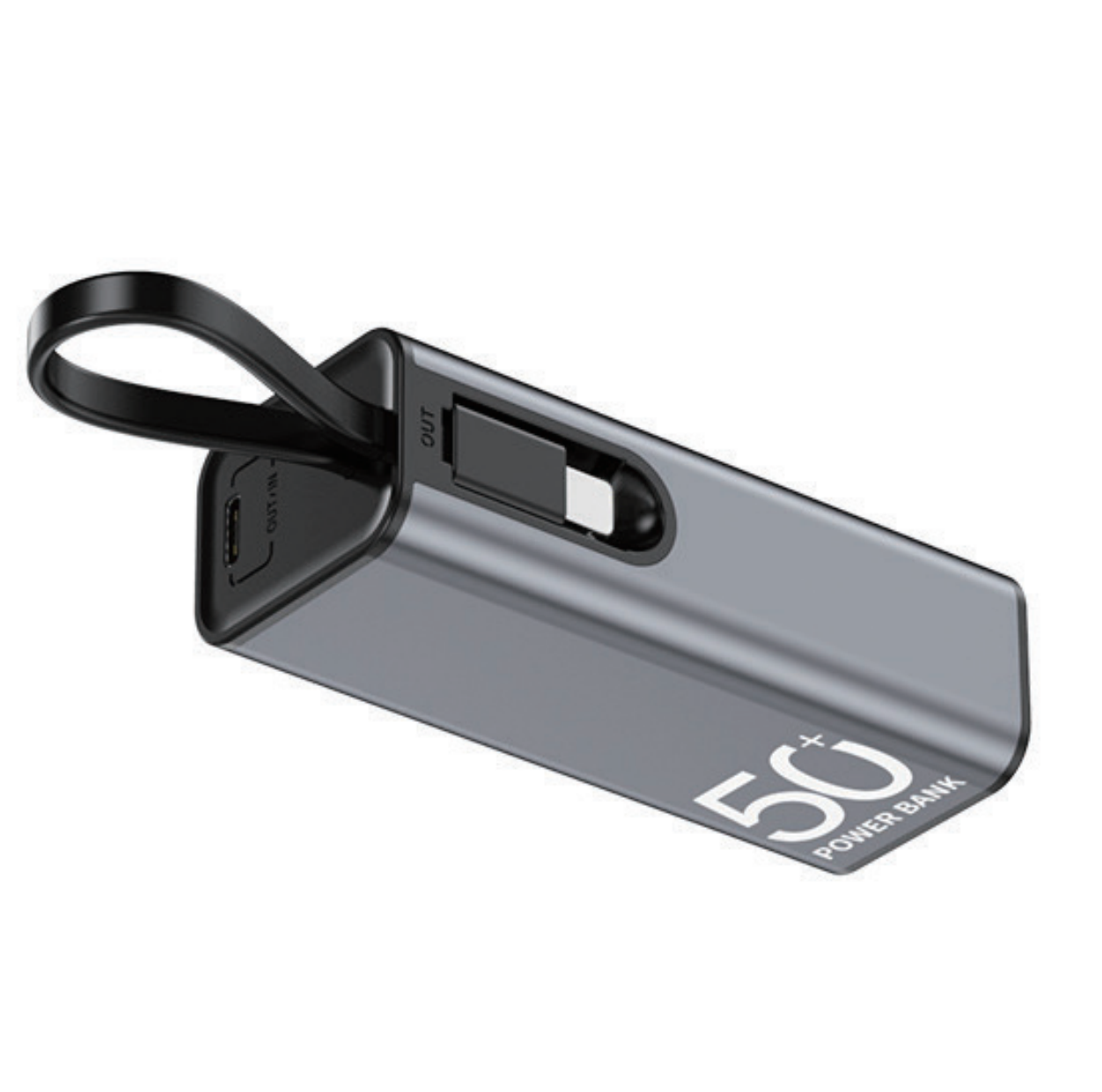 5,000mah Mini Power Bank, With Built-in Usb-c Cable, Pc+aluminium ...