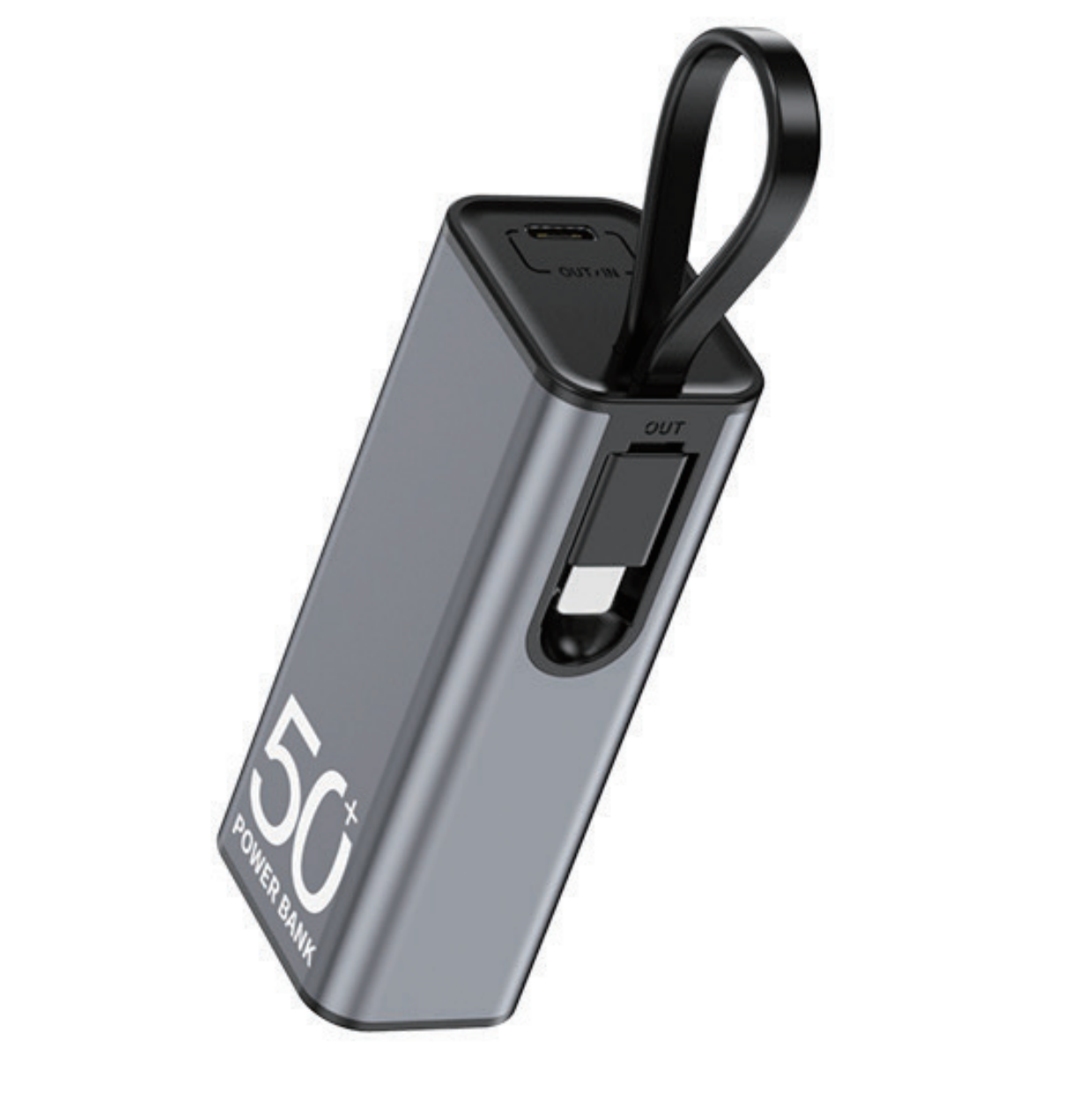 5,000mah Mini Power Bank, With Built-in Usb-c Cable, Pc+aluminium ...