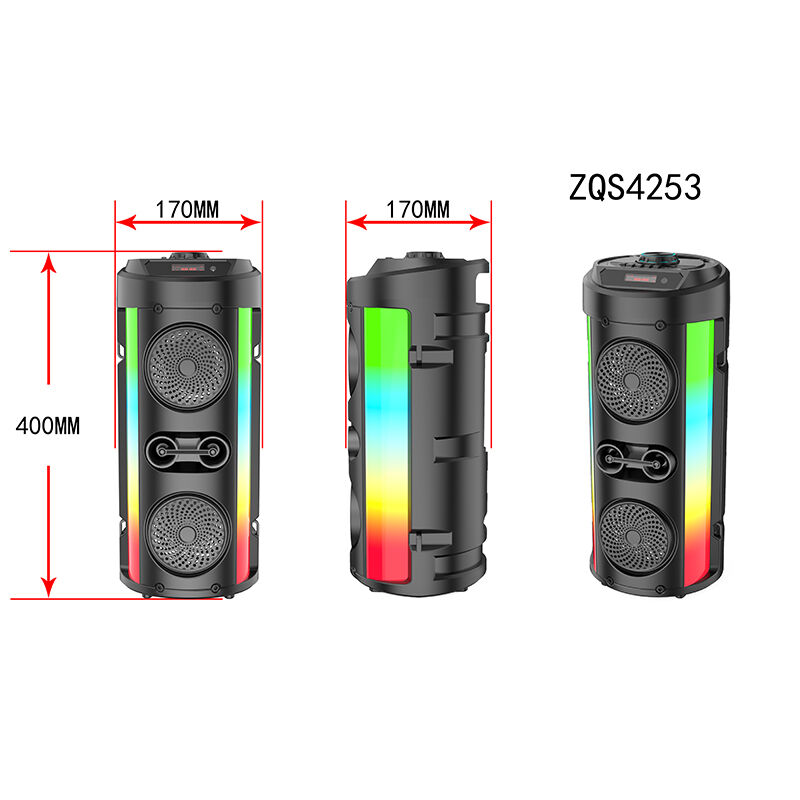 Zqs-4253 Portable Bluetooth Speaker With Light Wireless Rechargeable Speaker Dual 4 Inch Tws ...