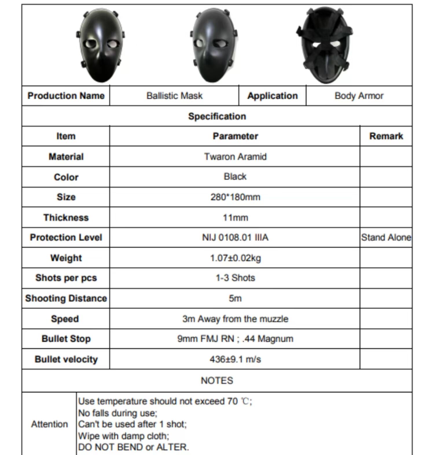 Factory Supply Bulletproof Mask Full Face Pe Aramid Tactical Level Iiia ...