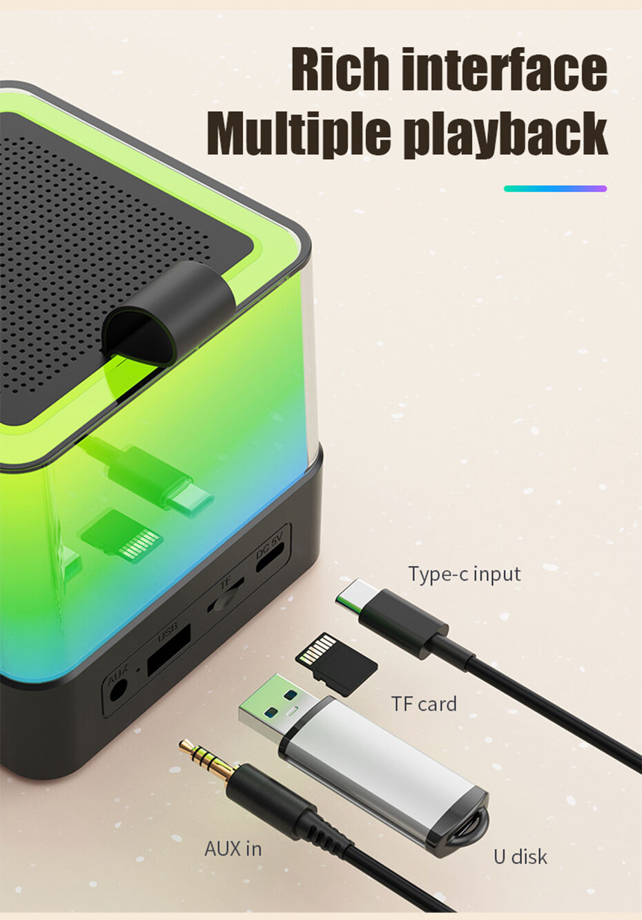 Christmas Gift Mini Portable Music Box Led Lights Karaoke Speaker With ...