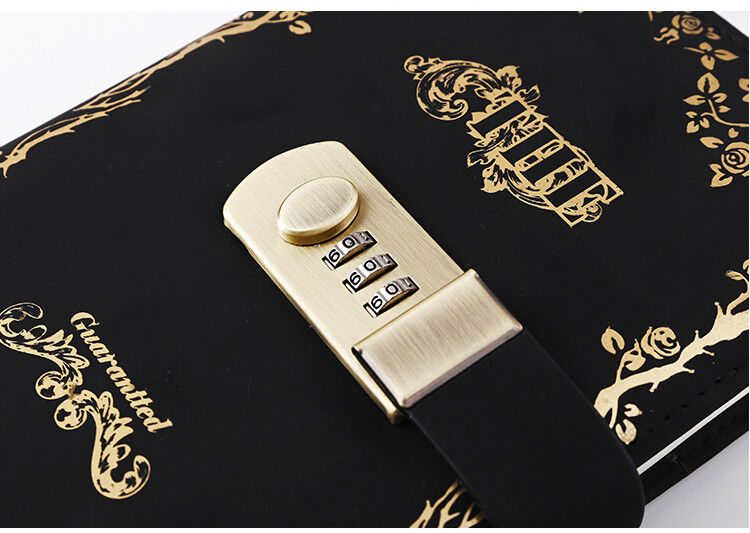 Pu Color Leather Vintage Diary Notebook With Lock Diary With Code Lock ...