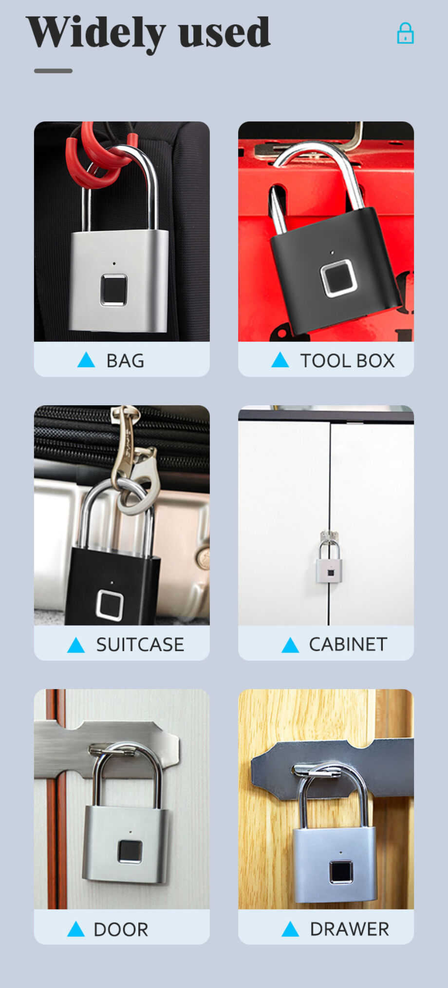 Smart Lifestyle Weatherproof Design Ttlock Fingerprint Padlock Key ...