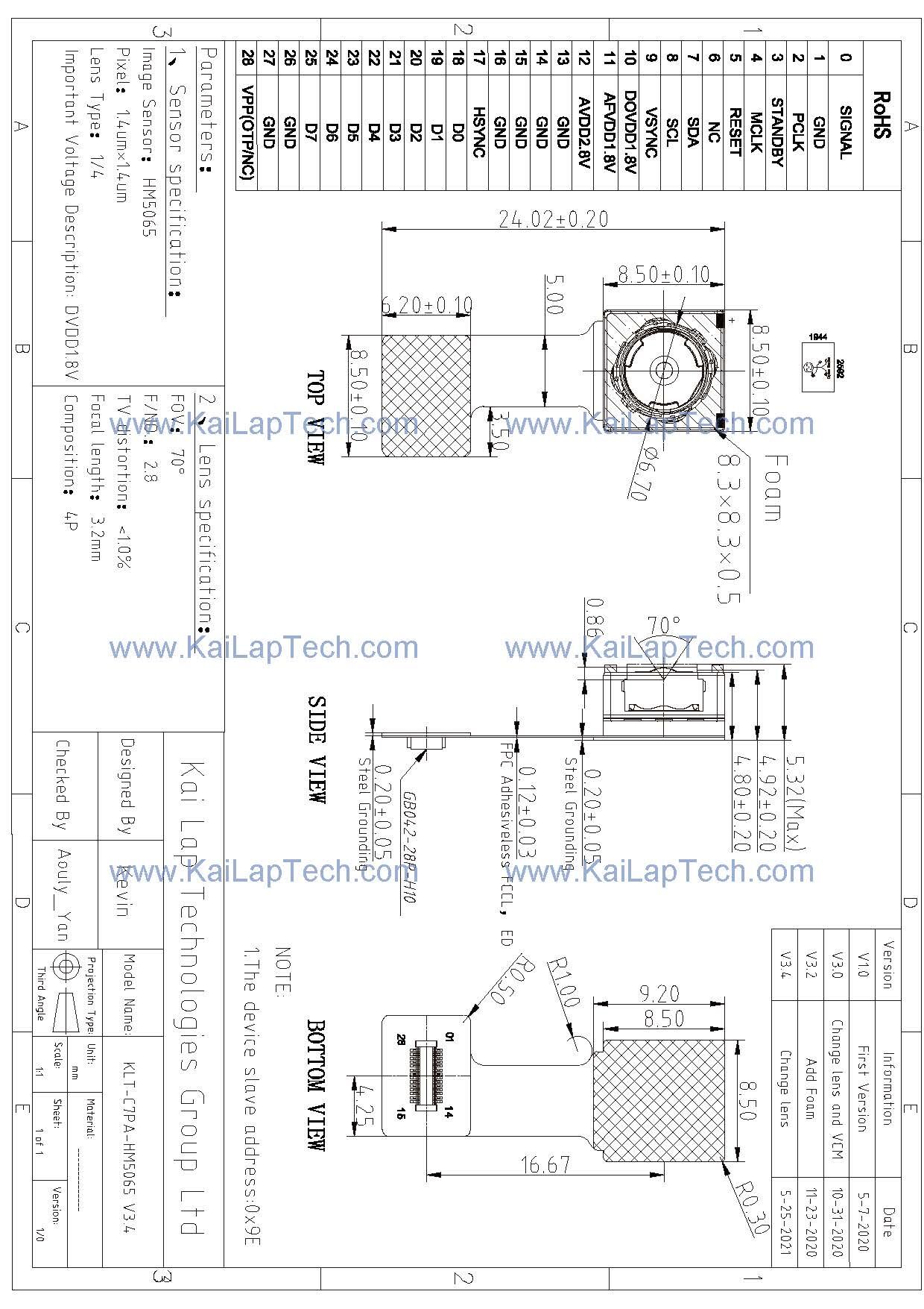 Buy Wholesale Hong Kong SAR Klt-c7pa-hm5065 V3.4 5mp Hm5065 Interface ...