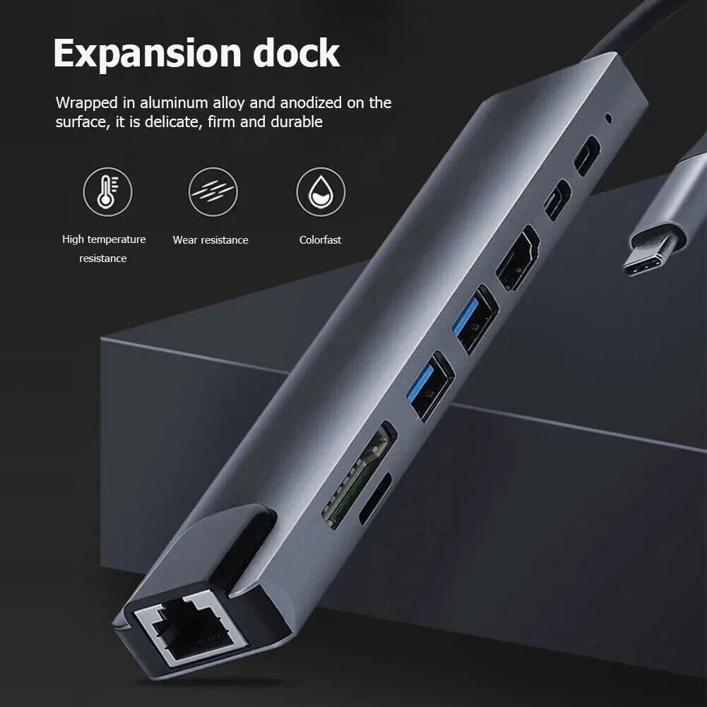 8-in-1 Type-c Hub Usb3.0 To Hdtv Multiport Dongle Adapter With Usb ...