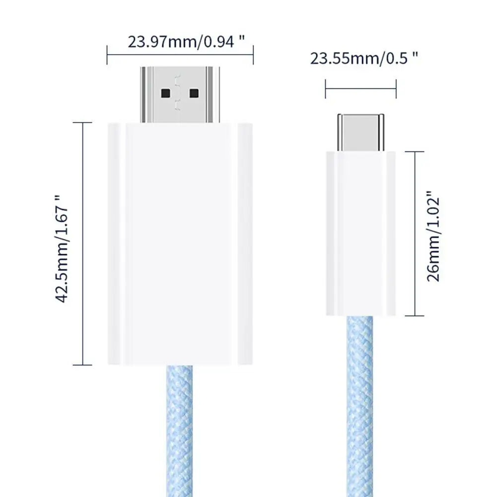4k 60hz/30hz Usb Type C To Hdtv Braid Shielded Cable Thunderbolt 4/3 ...