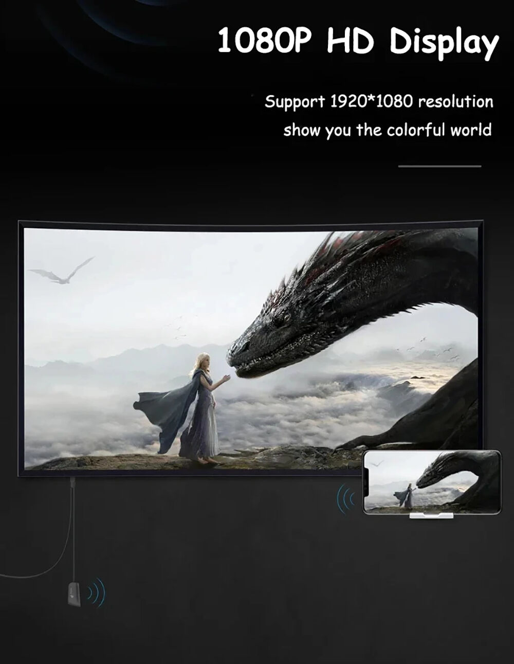 E10 Wifi Hdtv Display Mobile Phone Projector Hd Push Treasure Tv Stick ...