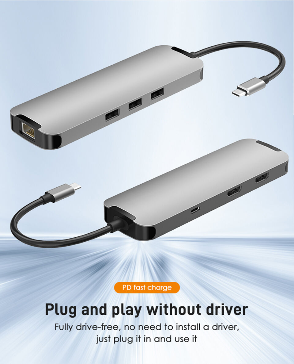 7 In 1 Usb Hub 4k Hdmi Hdtv Lan Port Usb-c Pd Charging Usb3.0 Docking ...