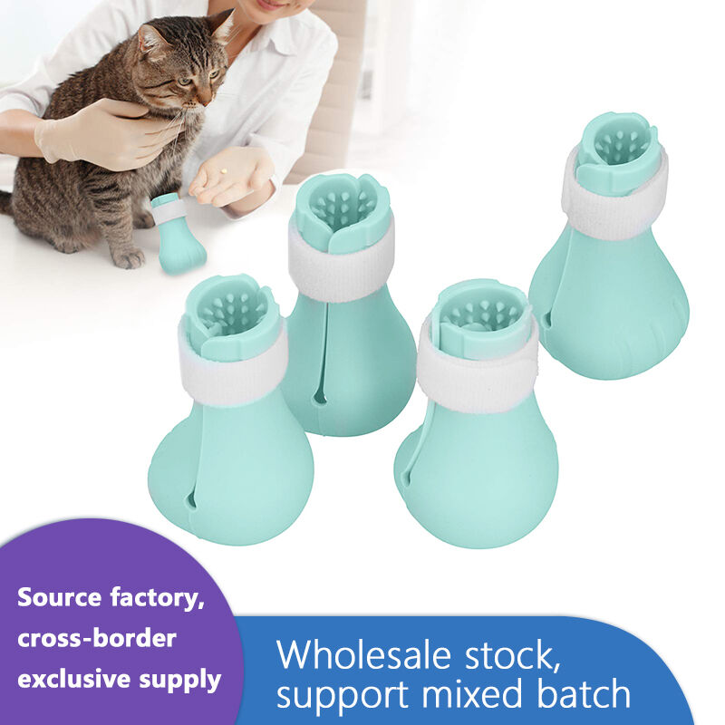 Pet Paw Protector Anti-scratch Grooming Sets Silicone Cat Foot Cat Bath ...