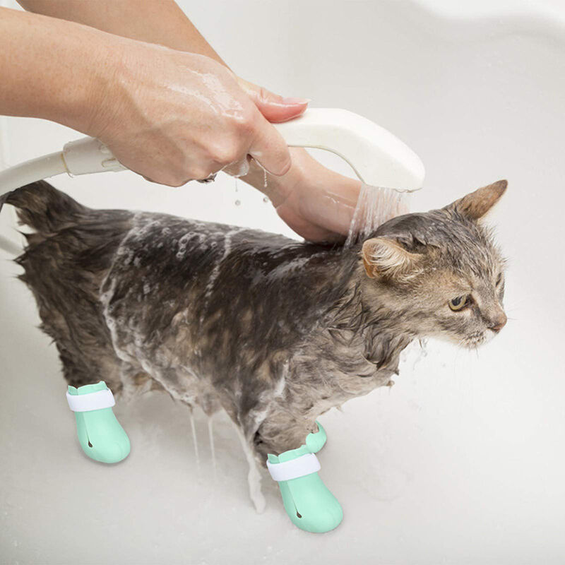 Pet Paw Protector Anti-scratch Grooming Sets Silicone Cat Foot Cat Bath ...