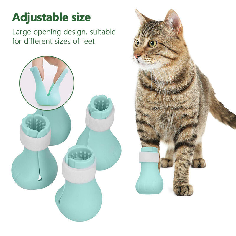 Pet Paw Protector Anti-scratch Grooming Sets Silicone Cat Foot Cat Bath ...