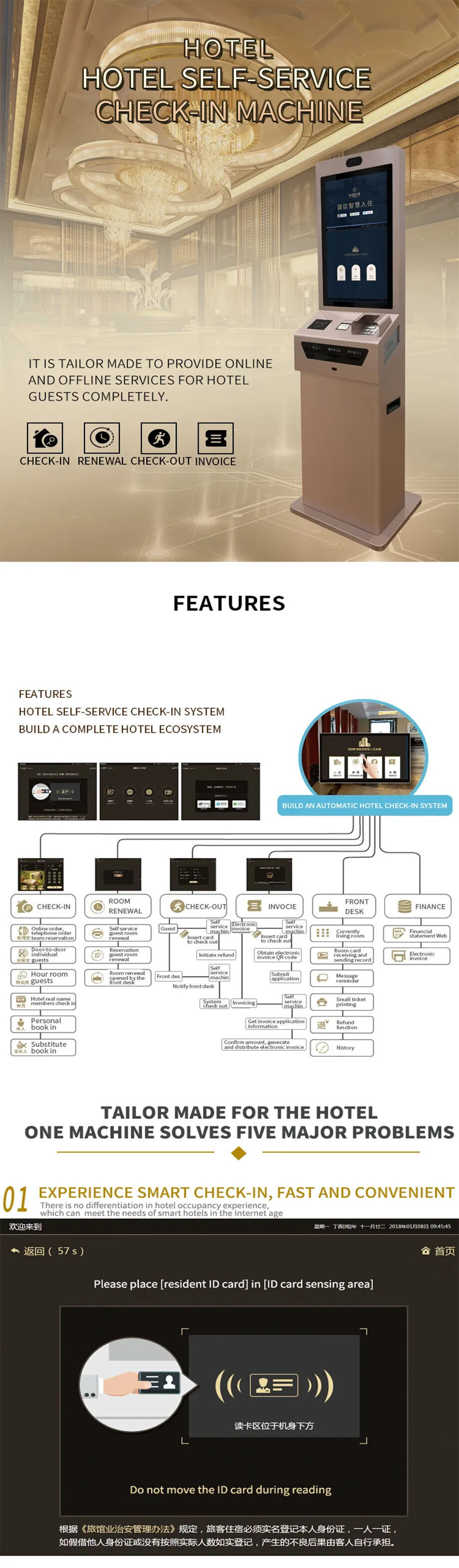 27 Inch Hotel Smart Digital Self Check In Kiosk Hotel Touchscreen Pos ...