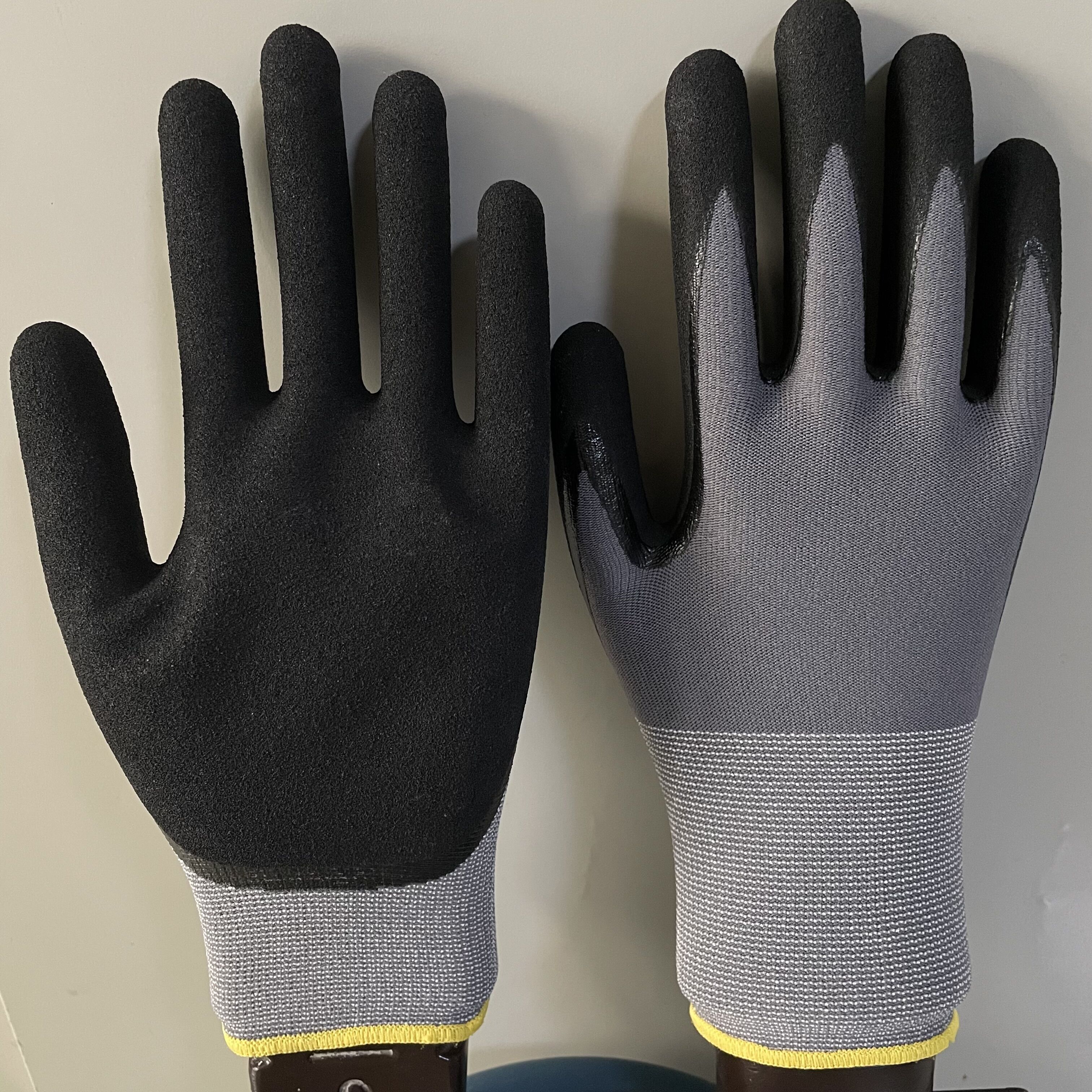 15g Spandex Nylon Safety Work Glove Comfort Anti Slip Sandy Nitrile Coated, Professional Ppe ...