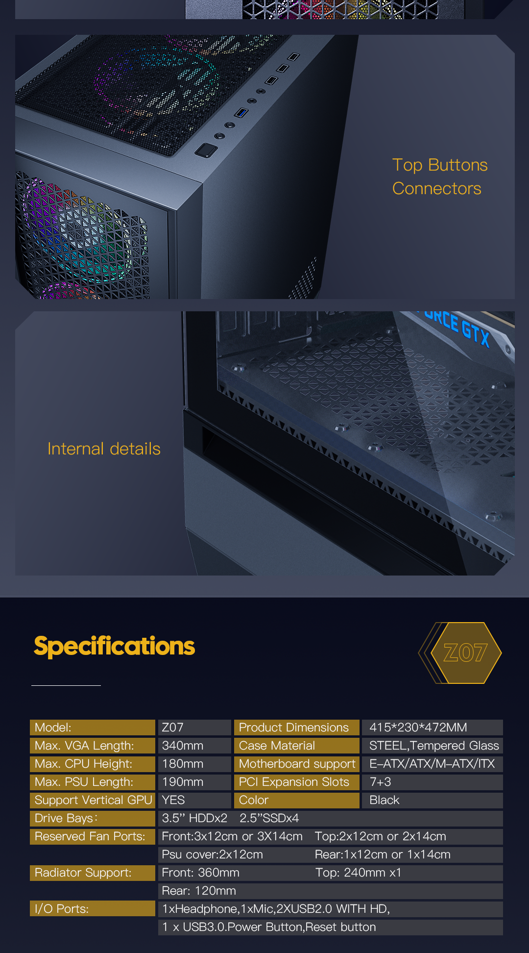 Wholesale Pc Casing Full Tower Tempered Glass Vertical Gaming E-atx ...