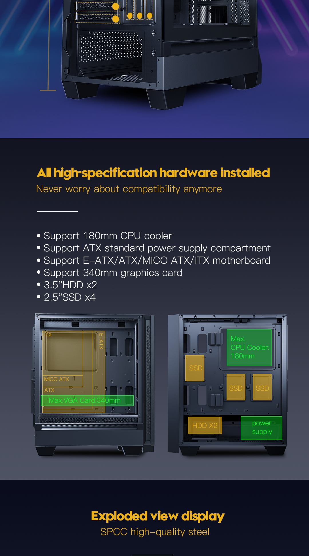 Wholesale Pc Casing Full Tower Tempered Glass Vertical Gaming E-atx ...