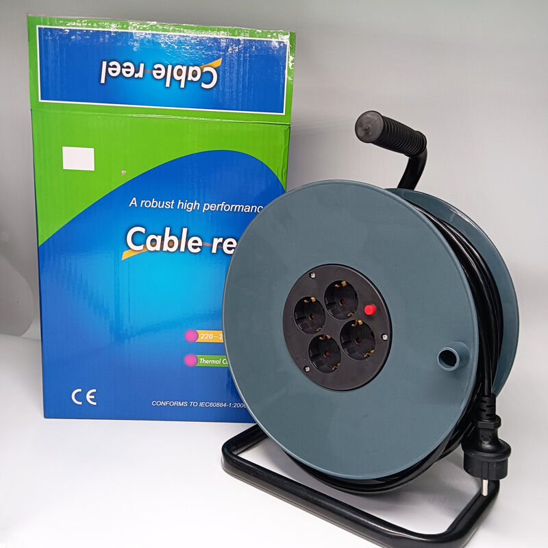 16a Eu Extension Cable Reel 4 Sockets With Overload Protector 50m 3x1 ...