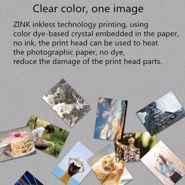Portable Mini Pocket Photo Printer Inkless 3-inch Back Glue 300dpi Ar ...