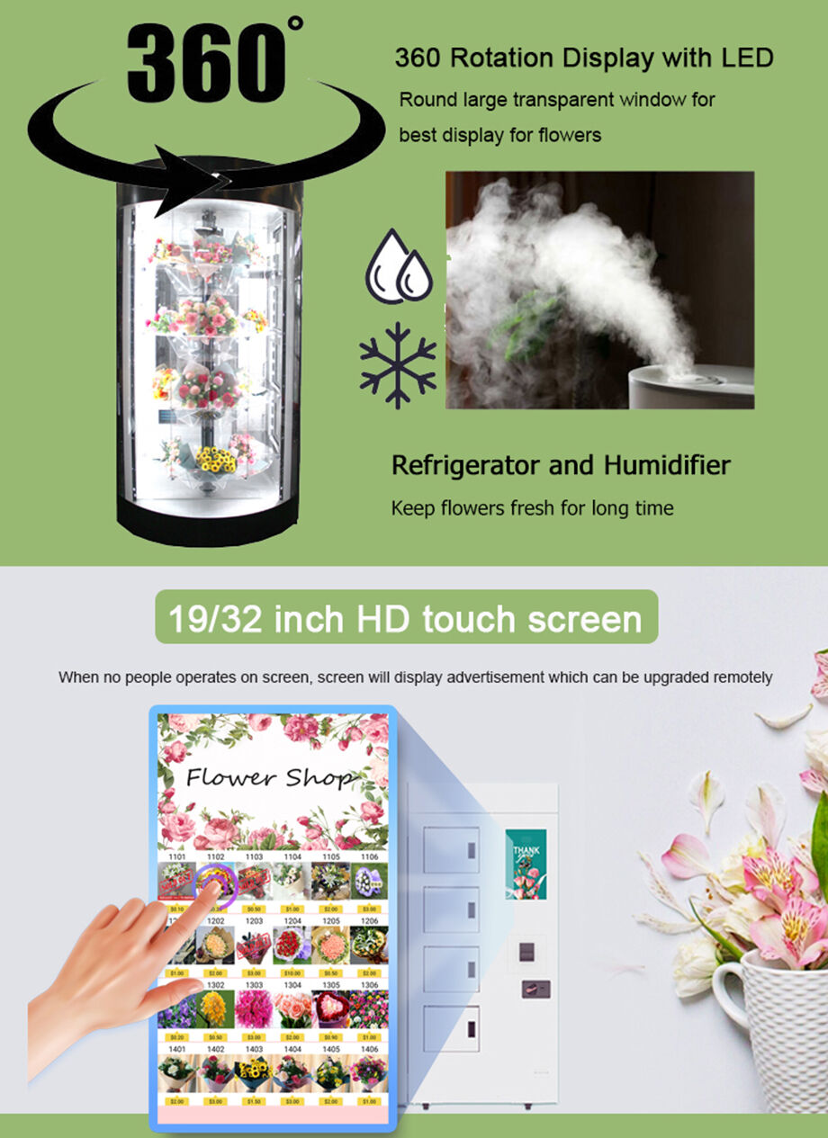 Refrigeration Flower Vending Locker Machine Fresh Dry 18.5 Inch, Flower ...