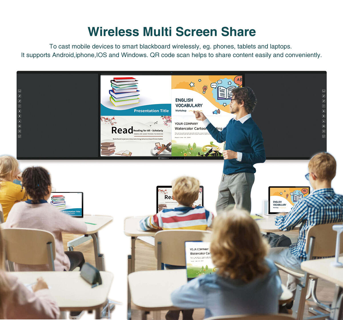 Compre 162 Inch Push-pull Design Bloqueável Ensinando All-in-one Smart ...